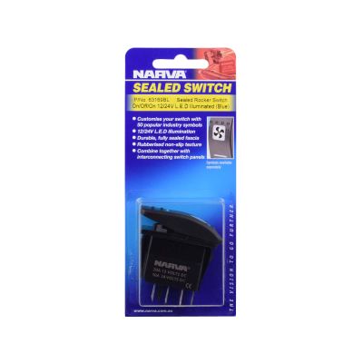 Narva | 12/24V On/Off/On LED Illuminated Sealed Rocker Switch (Blue)
