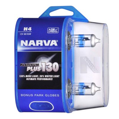 Narva | H4 12V 60/55W PLATINUM PLUS 130 HALOGEN HEADLIGHT GLOBES (BL2)