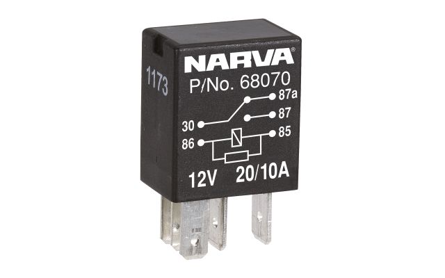 Narva | 12V 20A/10A CHANGE-OVER 5 PIN RELAY WITH RESISTOR