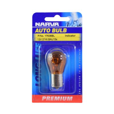 Narva | 12V 21W AMBER PY21W BAU15S PREMIUM INCANDESCENT GLOBES (Blister ...