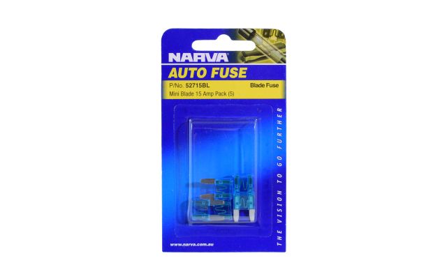 Narva | 15 AMP BLUE MINI BLADE FUSE (Blister pack of 5)