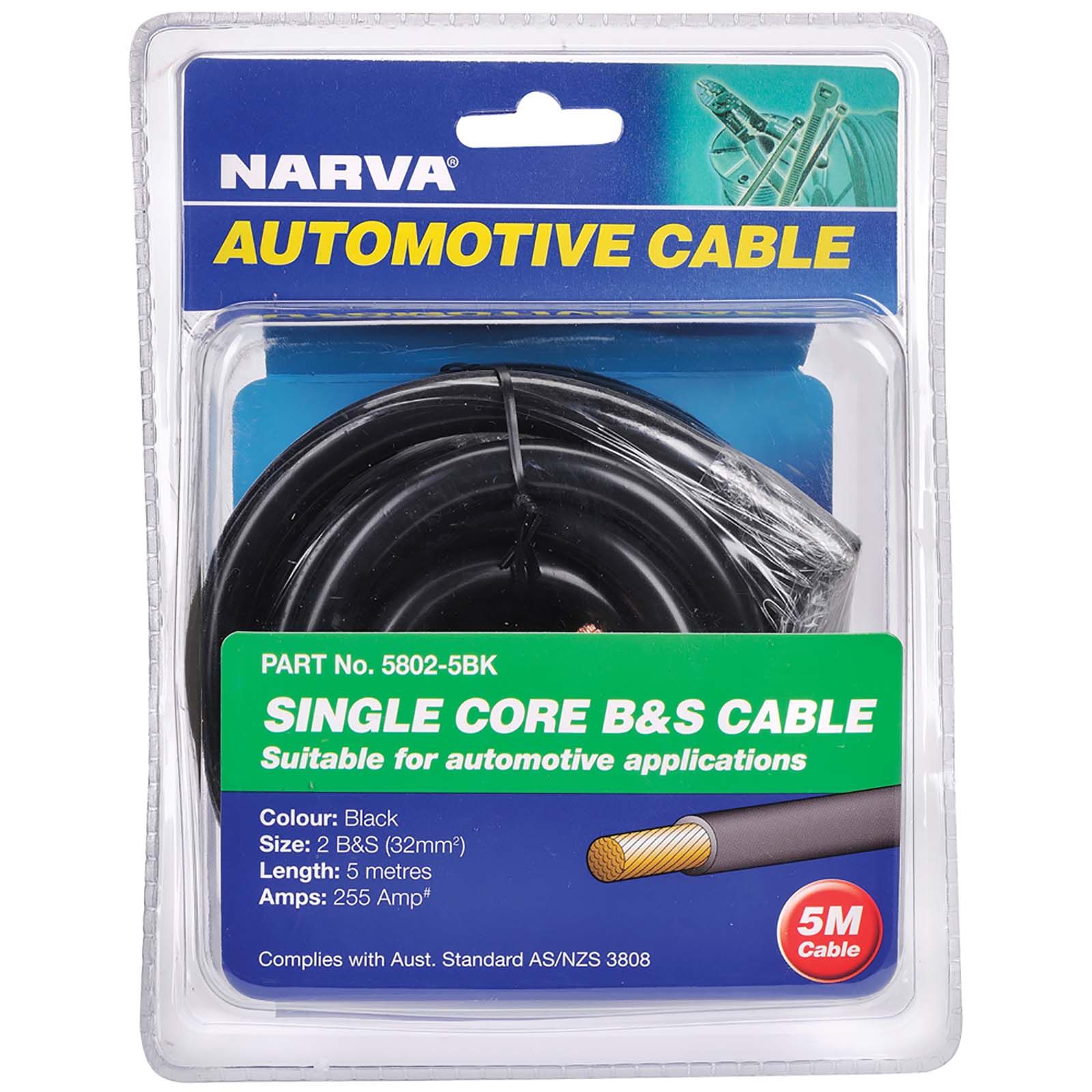 Narva 255A BLACK 2 B S CABLE 5M 