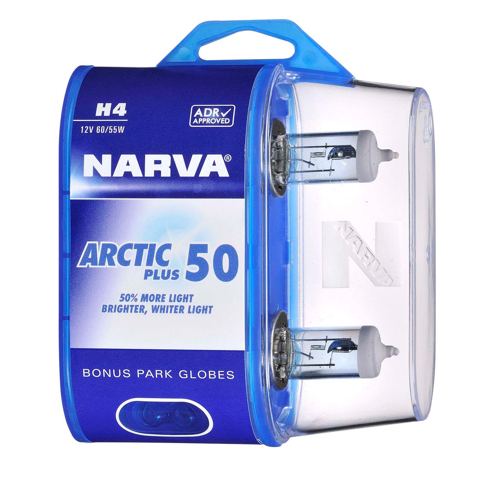 Narva | H4 12V 60/55W ARCTIC PLUS 50 HALOGEN HEADLIGHT GLOBES (BL2)