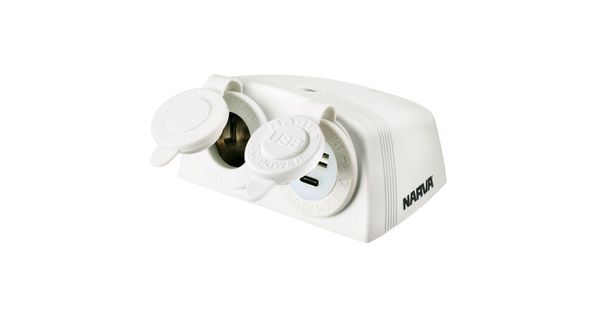 Narva | HEAVY-DUTY TWIN ACCESSORY/USB/USB-C SOCKET - WHITE