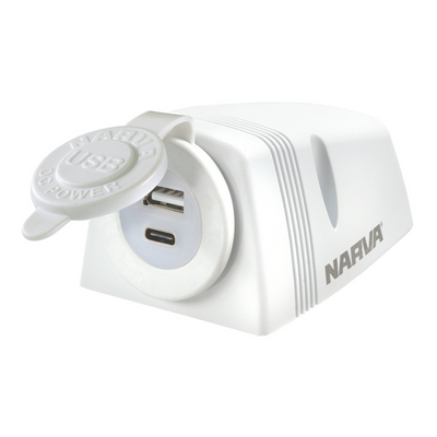 Narva | HEAVY-DUTY SURFACE MOUNT DUAL USB/USB-C SOCKET - WHITE RV AND ...