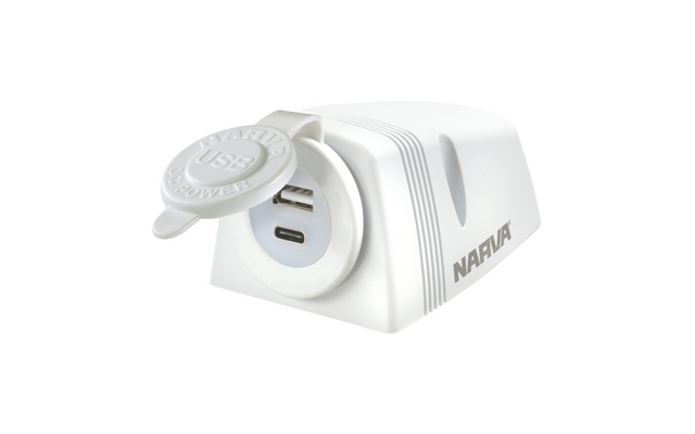 Narva | HEAVY-DUTY SURFACE MOUNT DUAL USB/USB-C SOCKET - WHITE RV AND ...