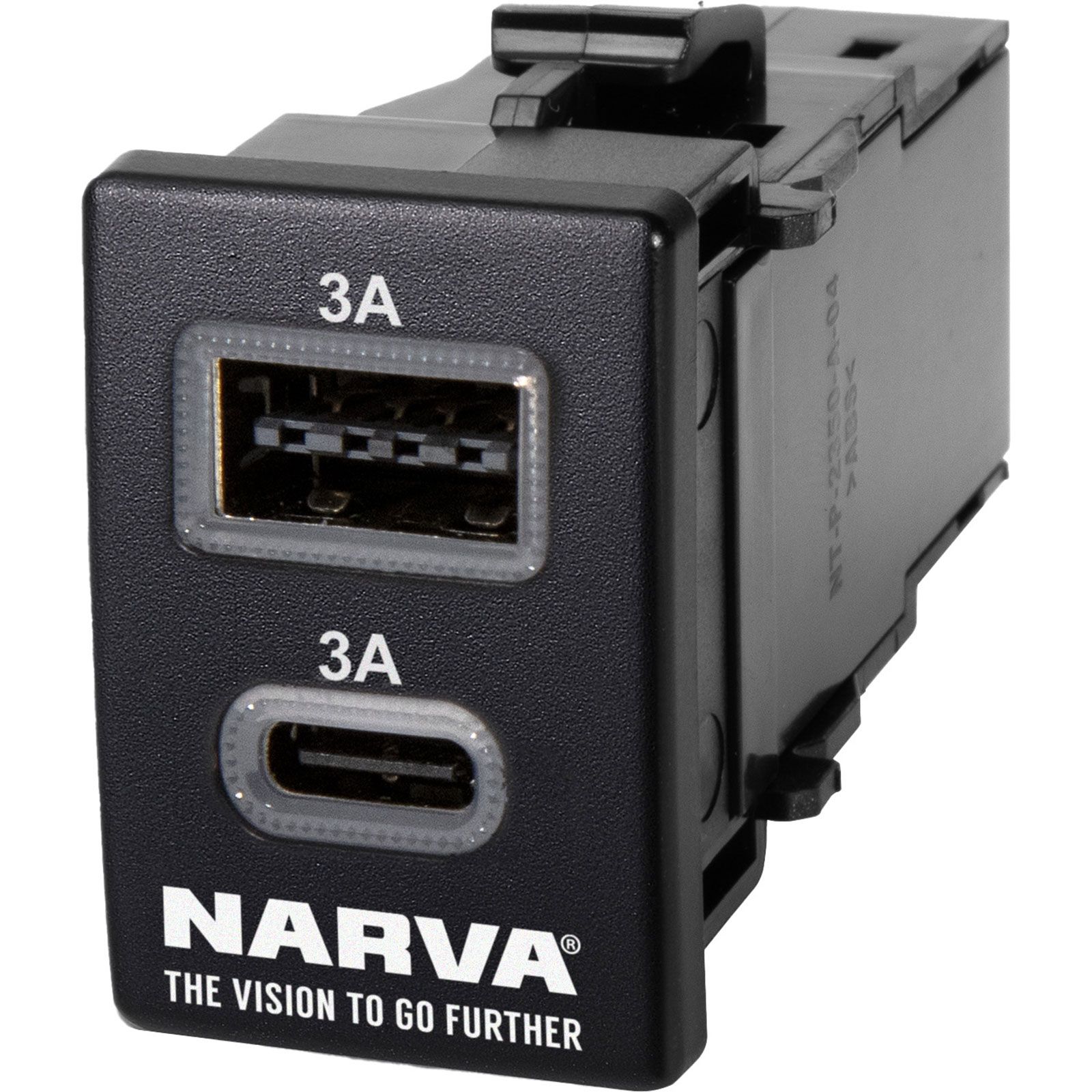 Narva | 12 VOLT LED ILLUMINATED DUAL USB, USB-C (BLUE)